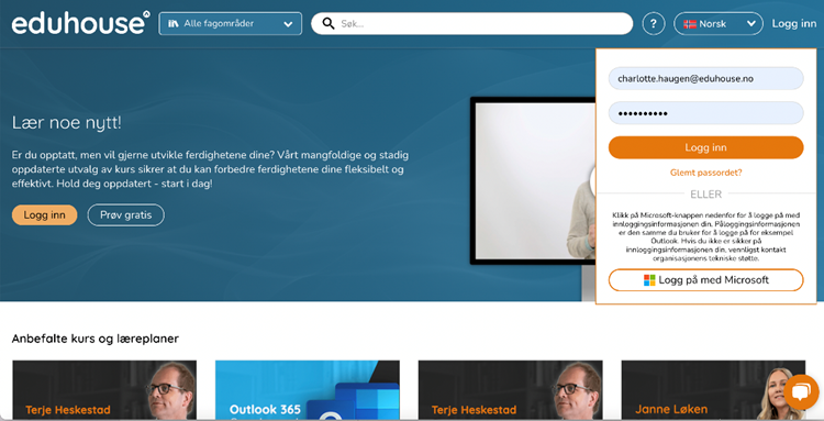 Hvordan logger jeg inn i Eduhouse-tjenesten?